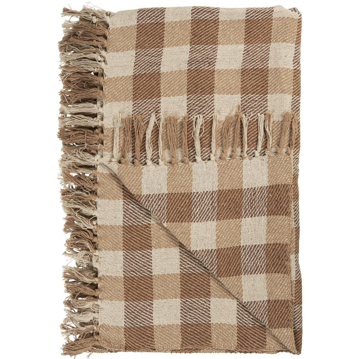 Brown and Beige Check Cotton Throw – Mon Pote