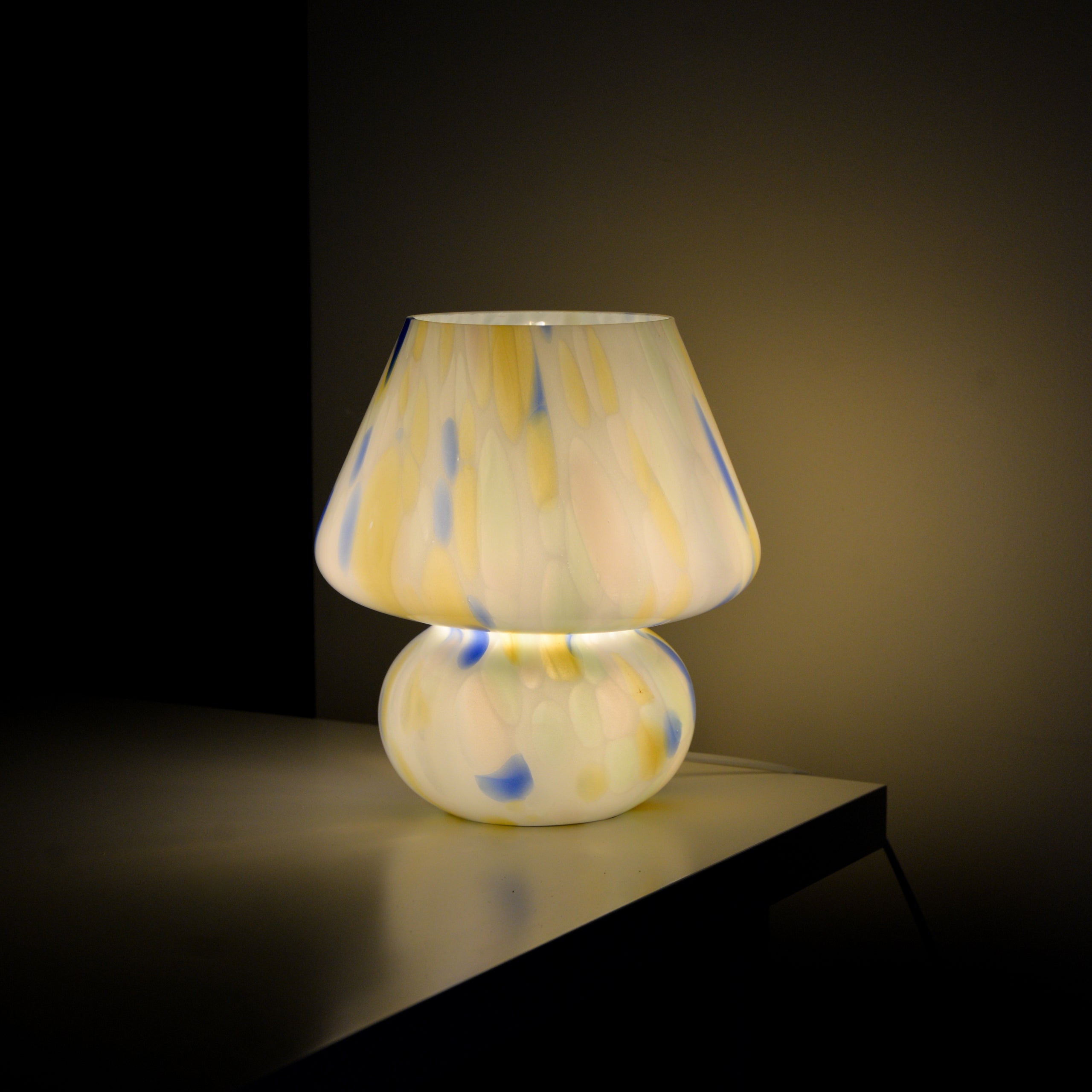 Large Glass Mushroom Lamp / Blue and Rose Dot – Mon Pote
