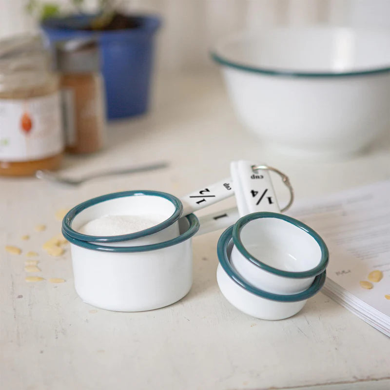 White Enamel Kitchen Measuring Cups Set – Mon Pote