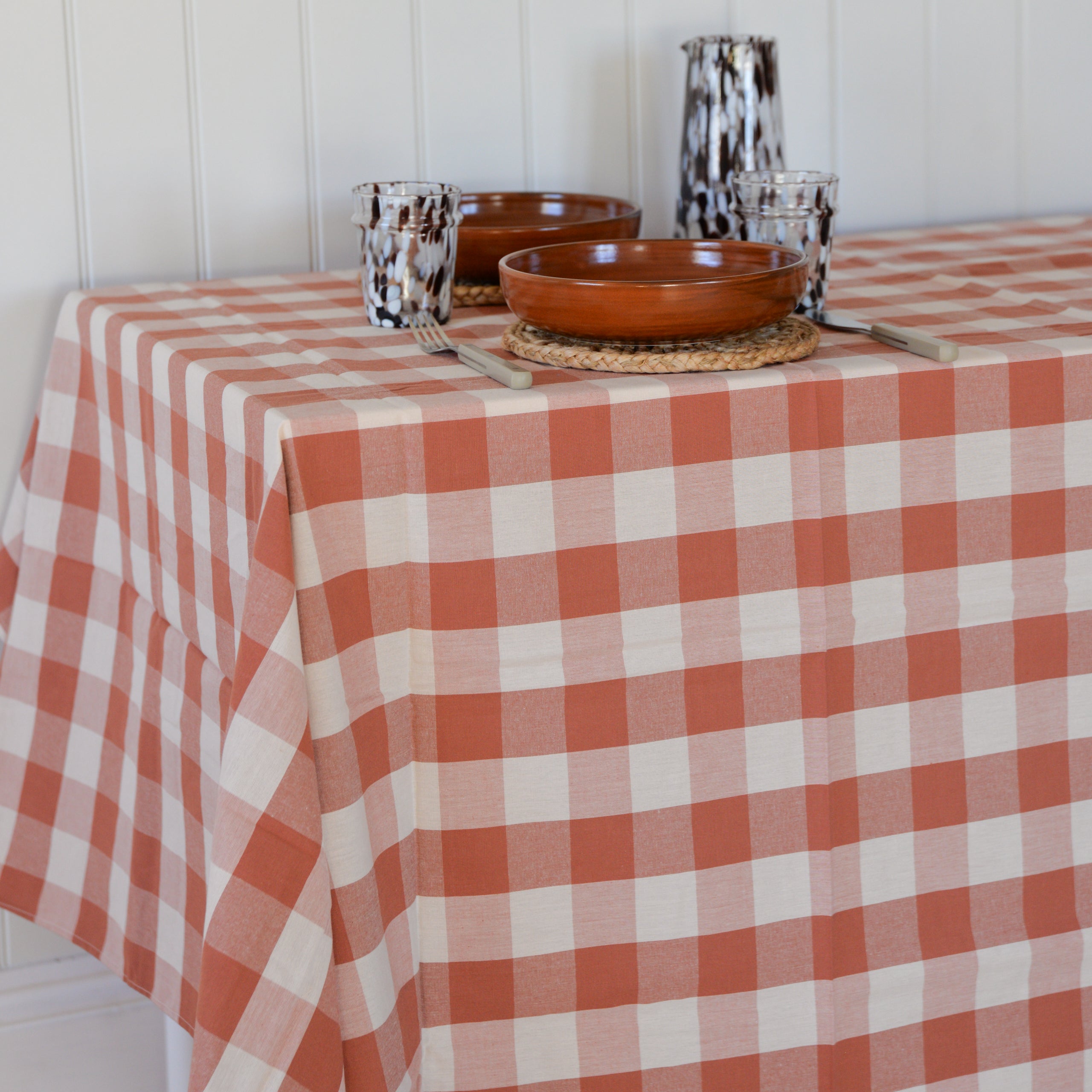Terracotta Gingham Tablecloth Bertel – Mon Pote