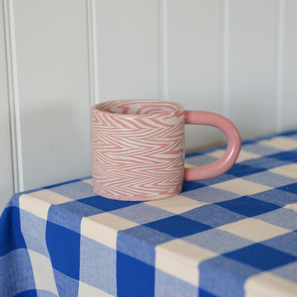 Pink and White Herringbone Mug – Mon Pote
