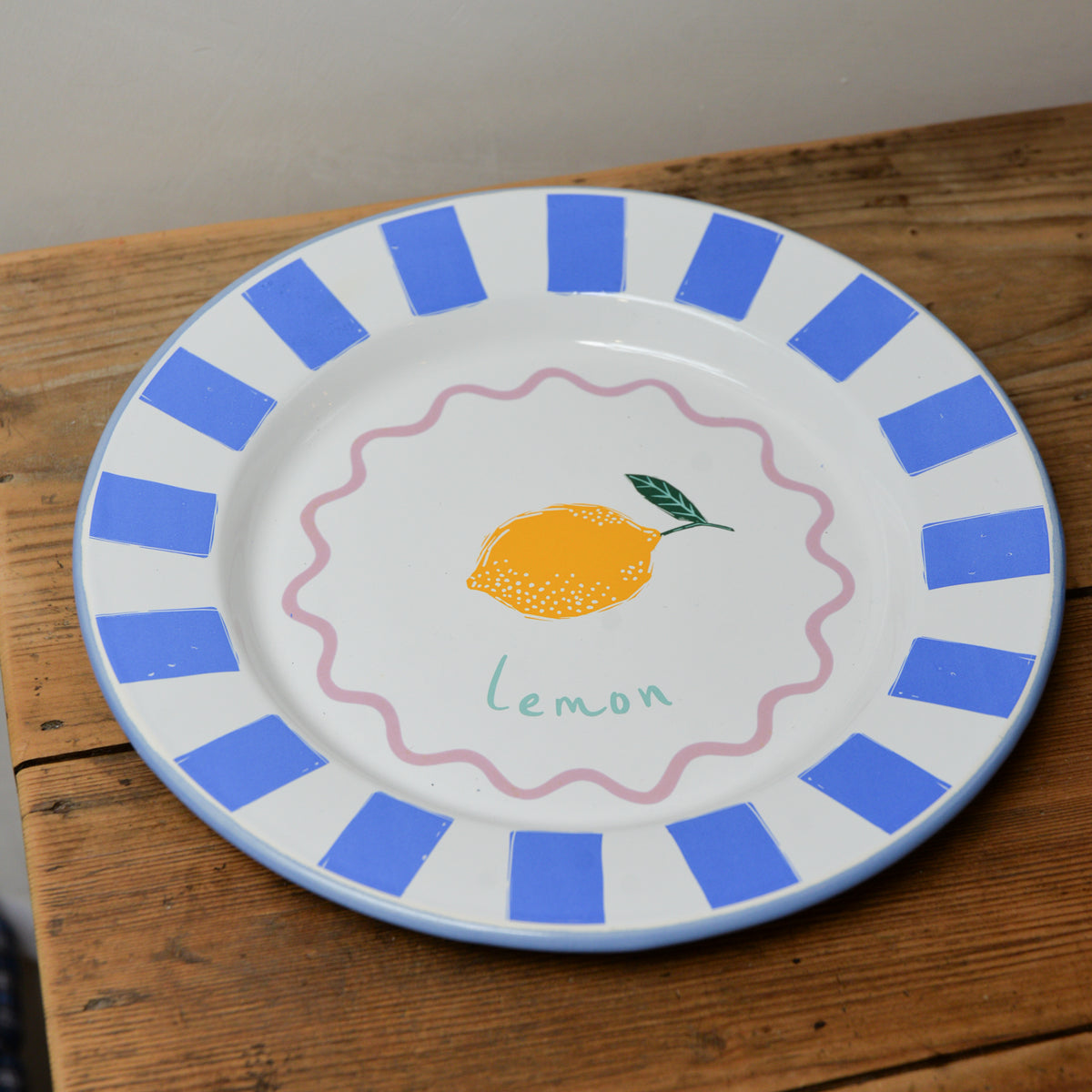Blue Stripe Lemon Enamel Plate – Mon Pote